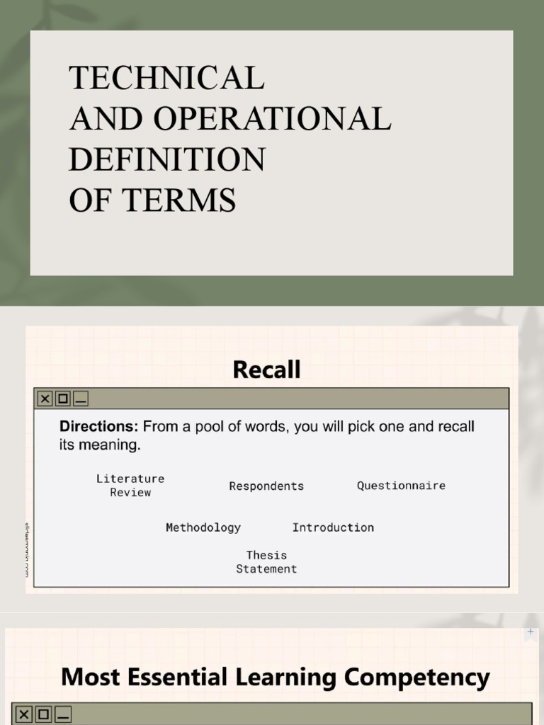 Give Technical and Operational Definition of Terms | PDF