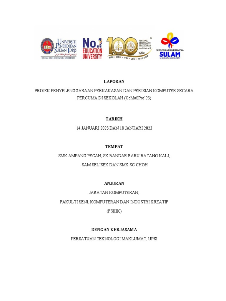 Report Sulam Unimas | PDF