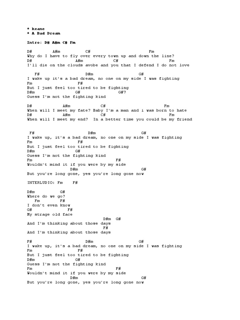 A Bad Dream - Keane | PDF