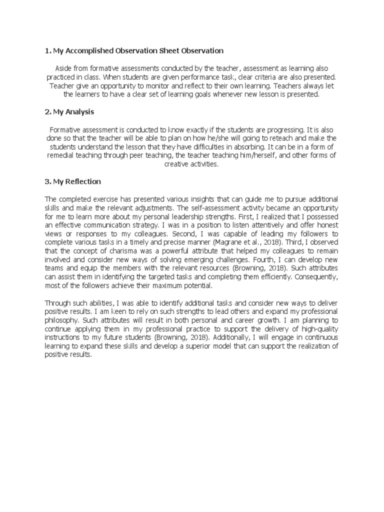 My Accomplished Observation Sheet Observation | PDF
