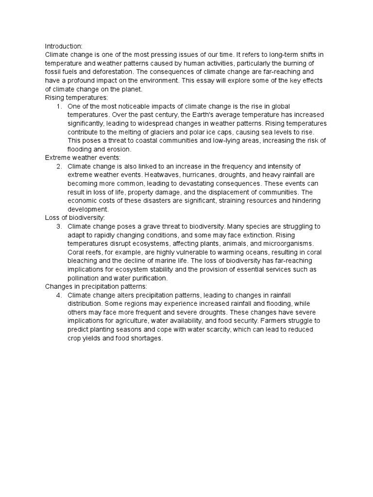 Climate Change and Its Impact On The Environment | PDF | Climate Change ...