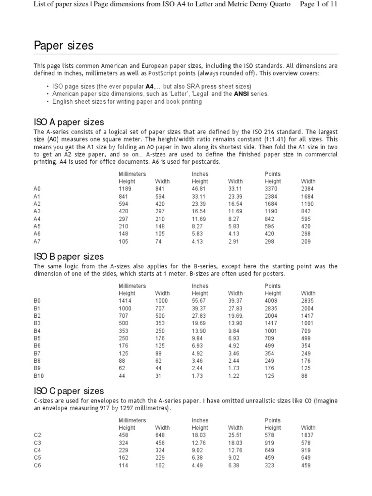 Paper Sizes | PDF | Office Work | Printing