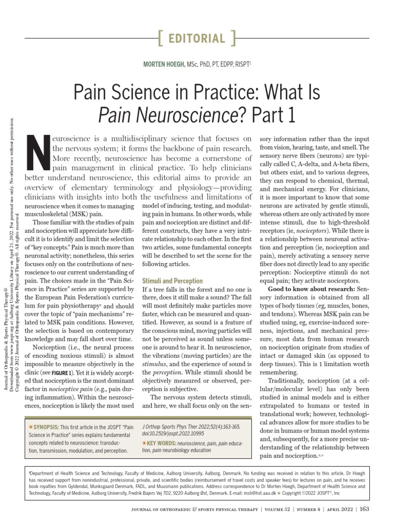 Jospt 1 | PDF | Pain | Chemical Synapse