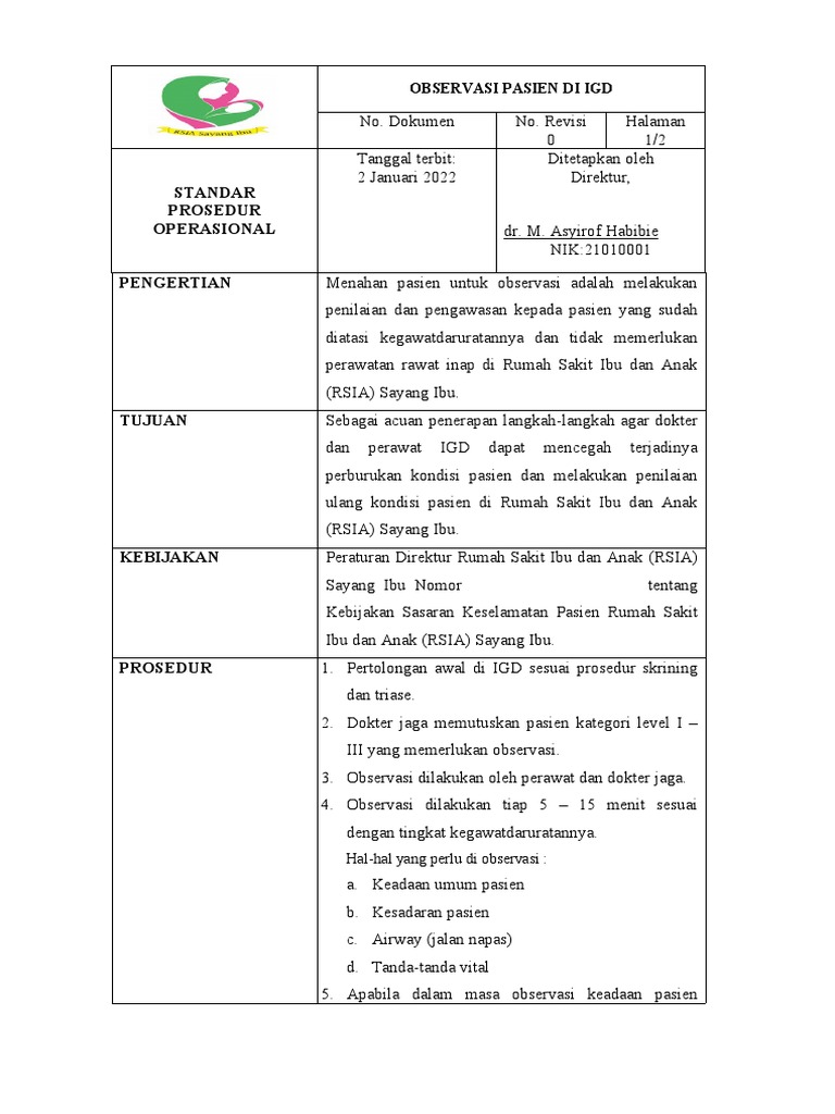 Spo Observasi Pasien IGD | PDF
