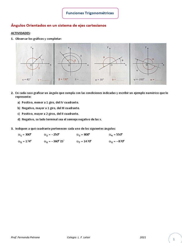Actividades 1 - Ángulos Orientados | PDF