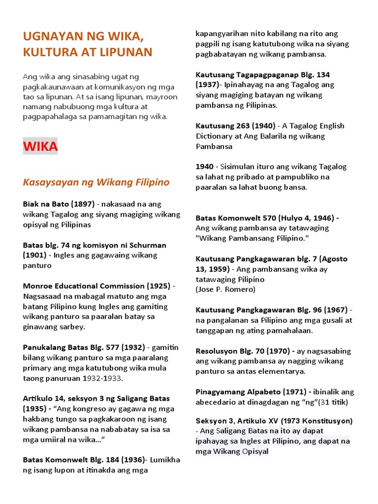 Ugnayan NG Wika, Kultura at Lipunan | PDF