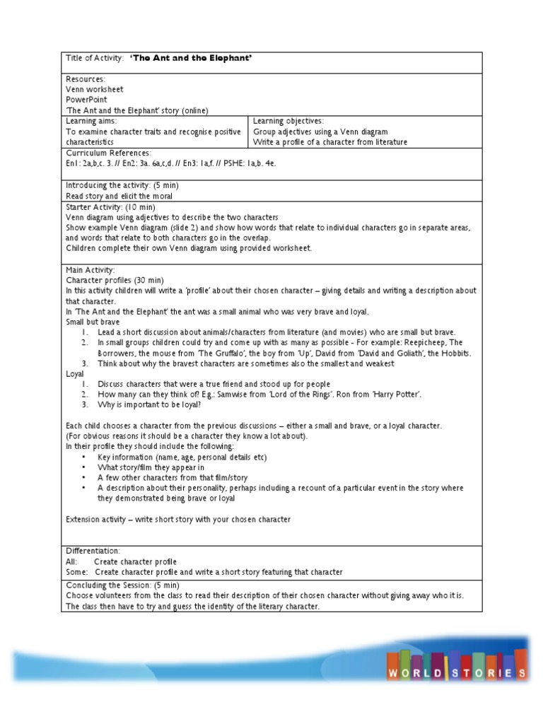 Ant and Elephant Character Activity | PDF
