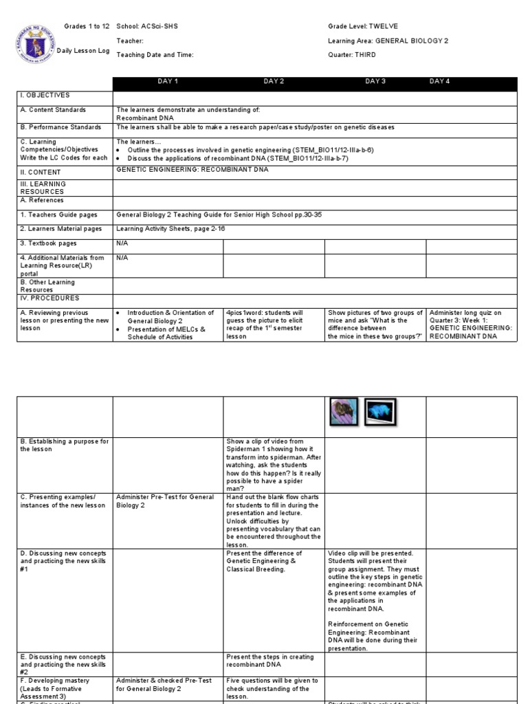 General Biology 2 Week 1 | PDF | Learning | Genetic Engineering