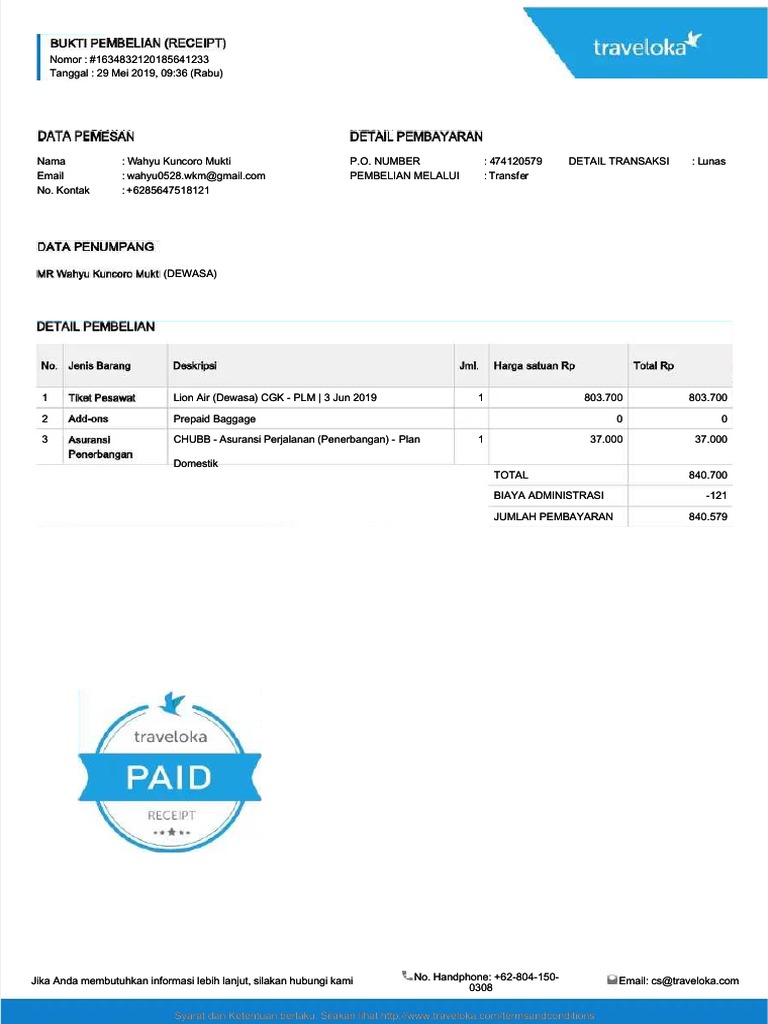 PDF Contoh Form Pembelian Tiket Pesawat - Compress | PDF