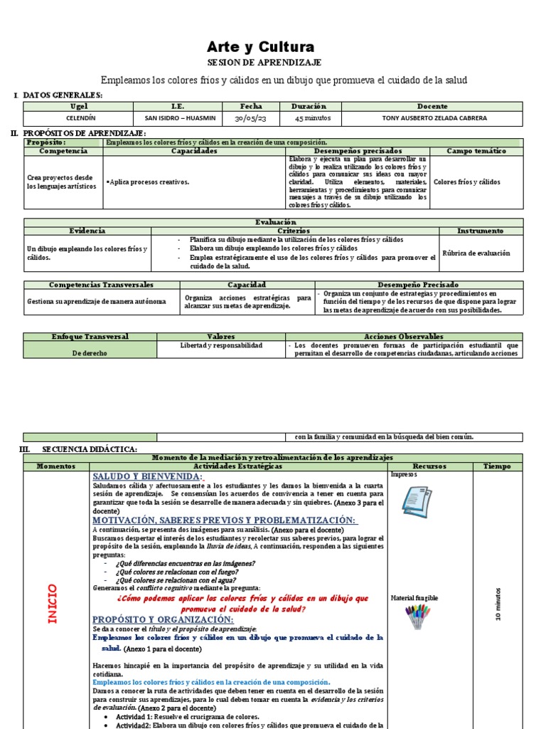 1° Sesión de Aprendizaje Sesión4-Sem.4-Exp.2 - Arte y Cultura | PDF