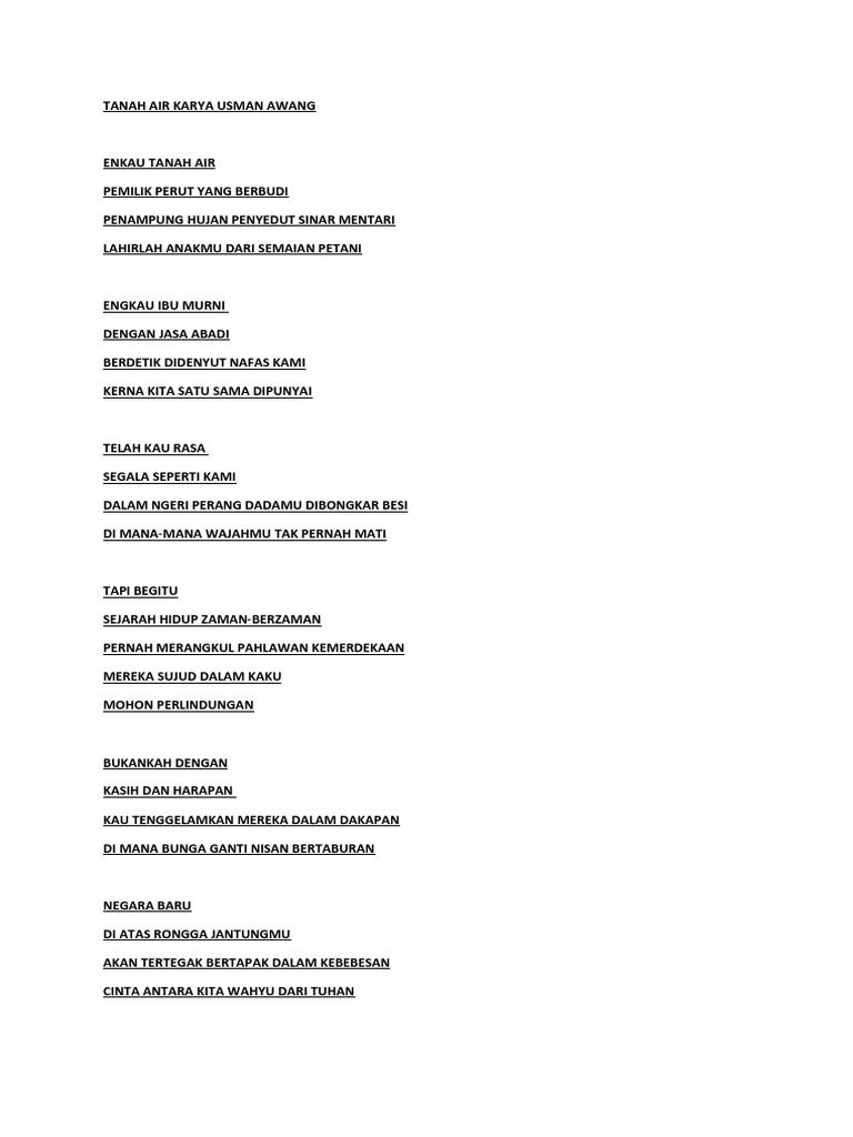 Tanah Air Karya Usman Awang | PDF