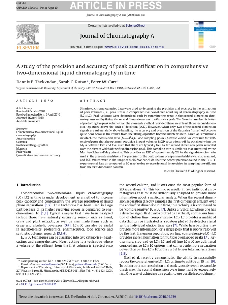 Journal of Chromatography A, XXX (2010) XXX-XXX | PDF | Gas ...