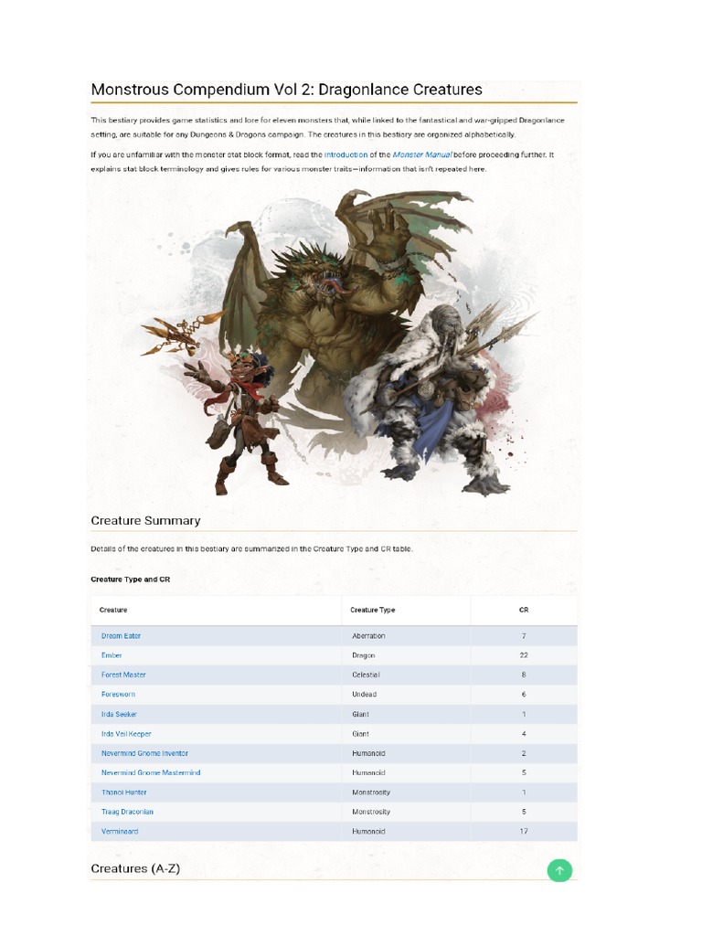 Monstrous Compendium Vol 2 - Dragonlance Creatures | PDF