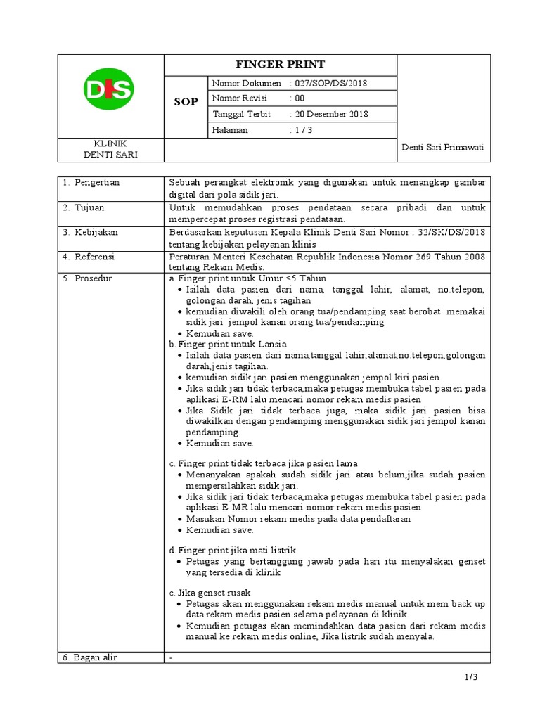 2.1.1 EP 1 SOP Finger Print | PDF