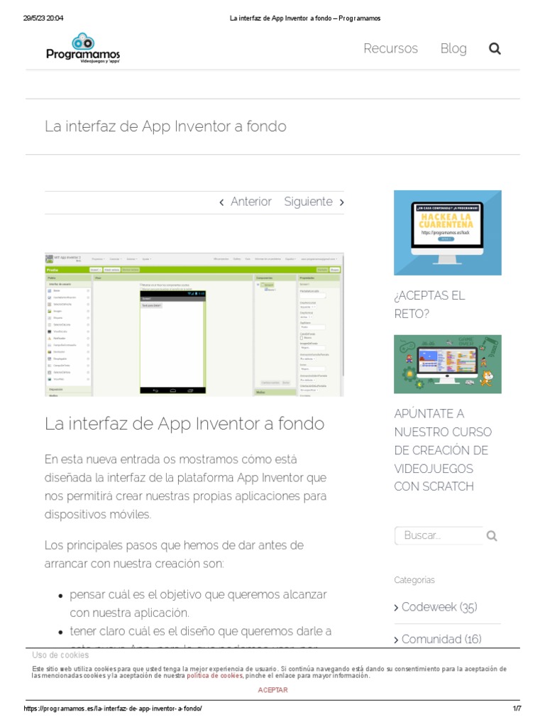 La Interfaz de App Inventor A Fondo | PDF | Aplicación movil | Cookie HTTP