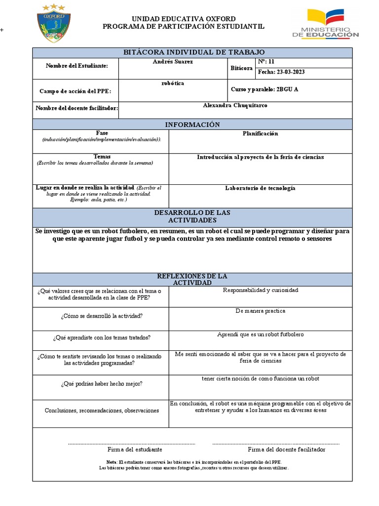 Bitacora 11 Oxford | PDF | Robot | Robótica