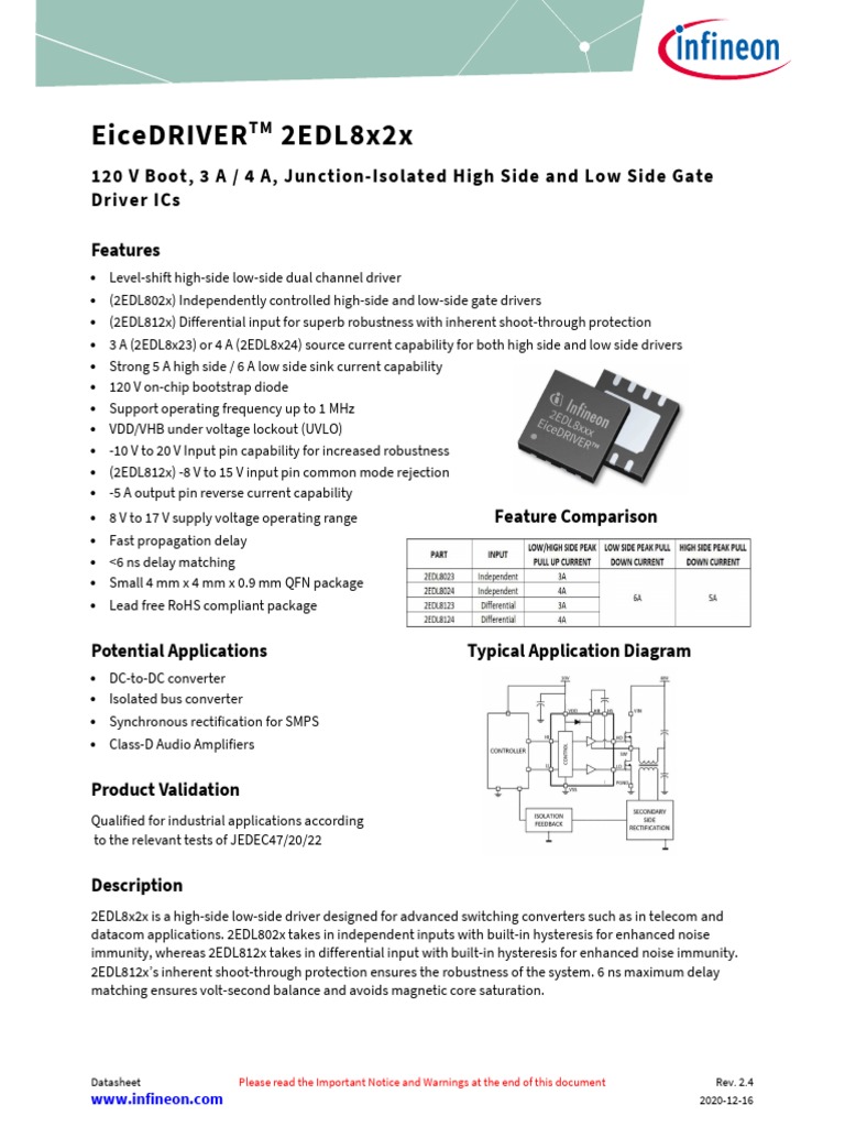 Infineon 2EDL8024G DataSheet v02 04 en | PDF | Logic Gate | Detector (Radio)