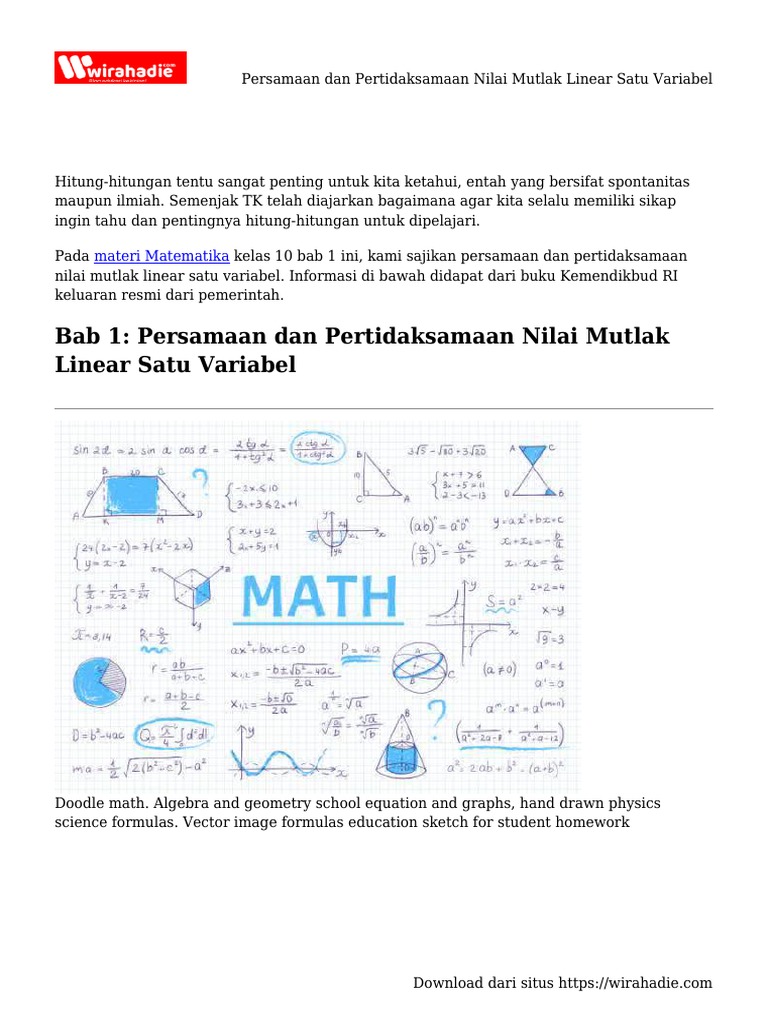 Persamaan Dan Pertidaksamaan Nilai Mutlak Linear Satu Variabel | PDF