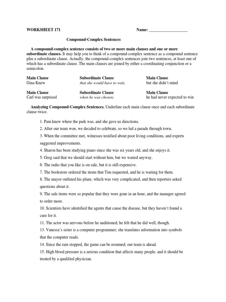Practice 2 - Compound - Complex | PDF