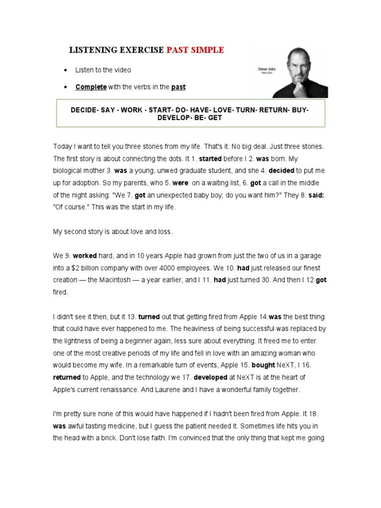 Listening Exercise Past Simple | PDF