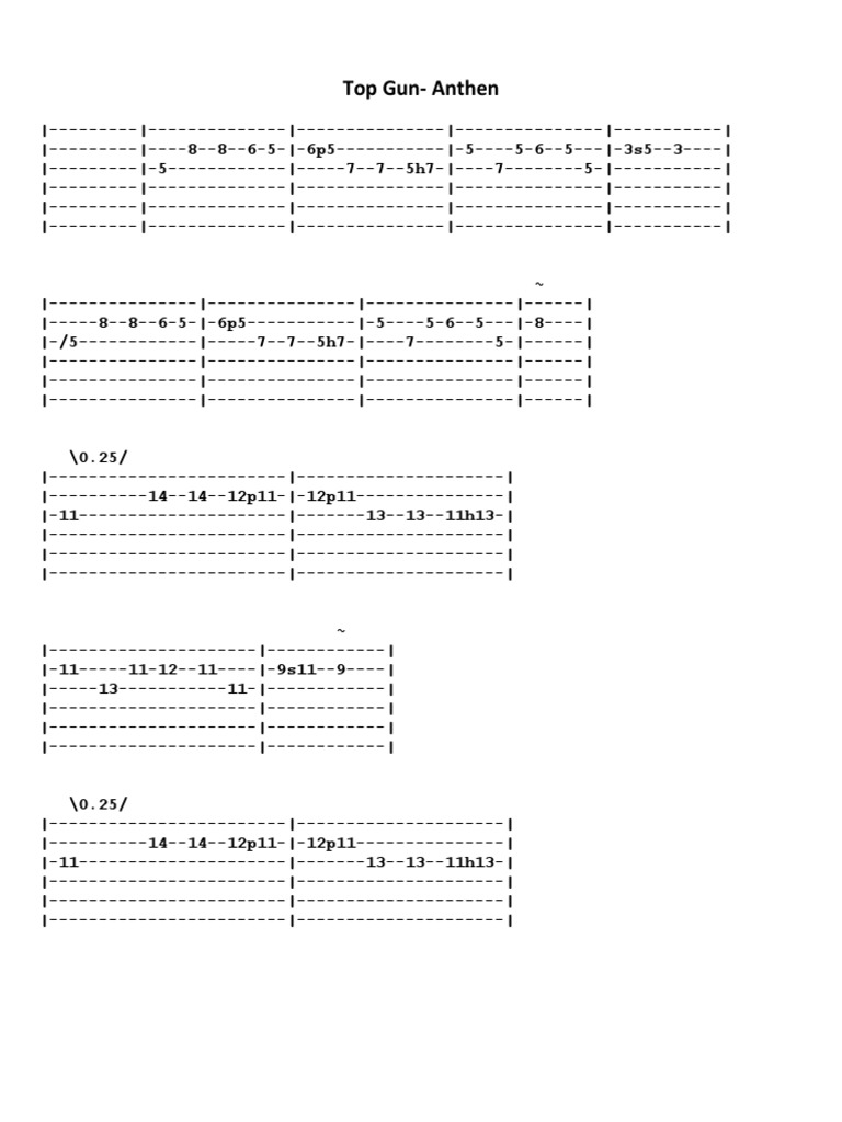 Top Gun Anthem Guitar Tab | PDF | Musical Techniques | Chordophones