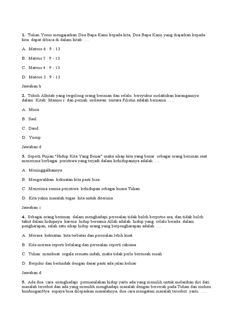 Soal Agama Kelas 8 | PDF