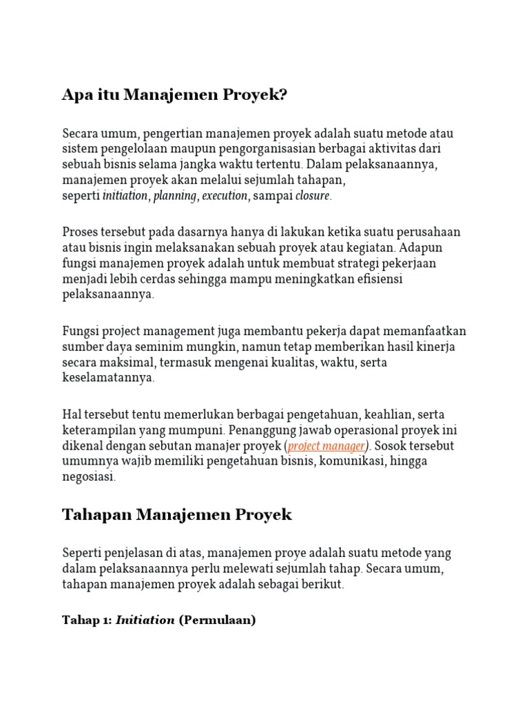 Apa Itu Manajemen Proyek | PDF Apa Itu Manajemen Proyek | PDF