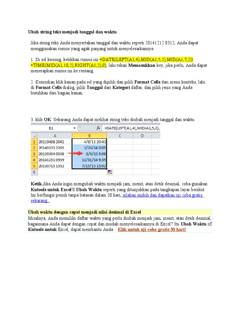 Ubah String Teks Menjadi Tanggal Dan Waktu | PDF