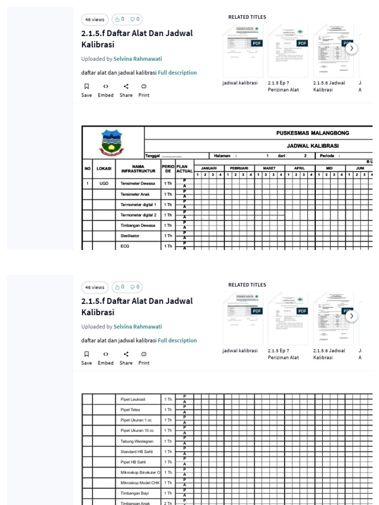 Alat dan Jadwal Kalibrasi 2023 | PDF