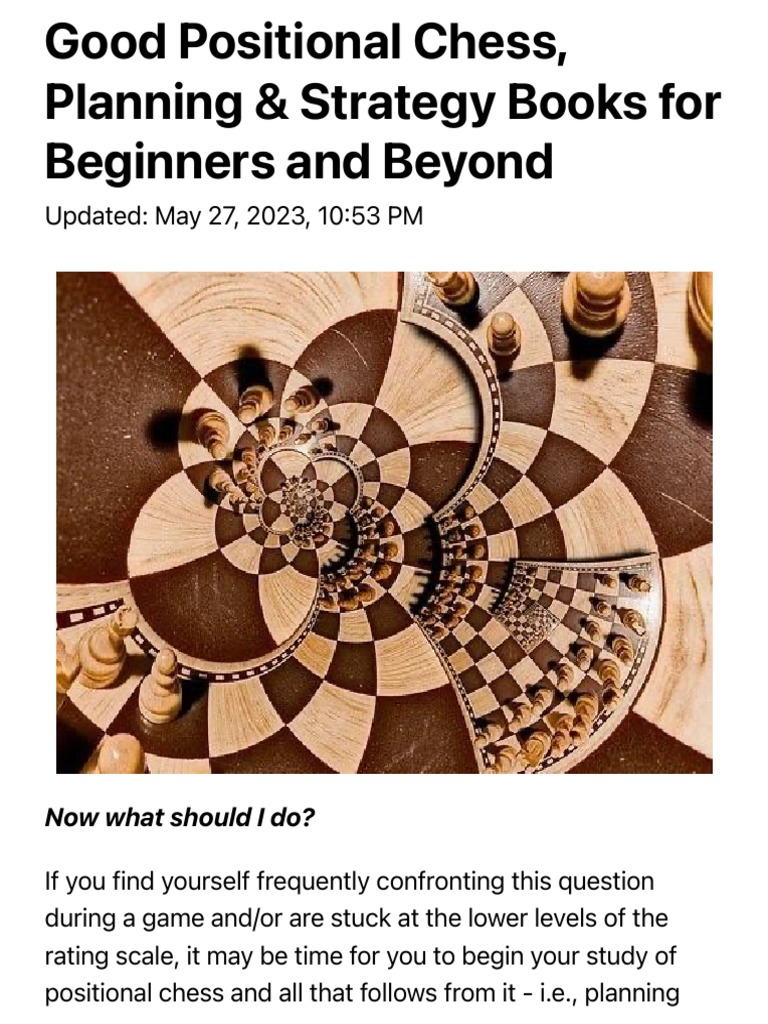 Good Positional Chess, Planning & Strategy Books For Beginners and ...