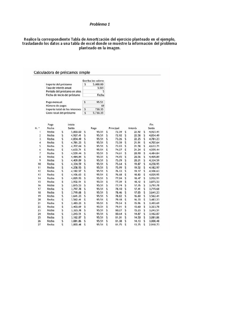 Tarea Tablas de Amortización | PDF | Interés