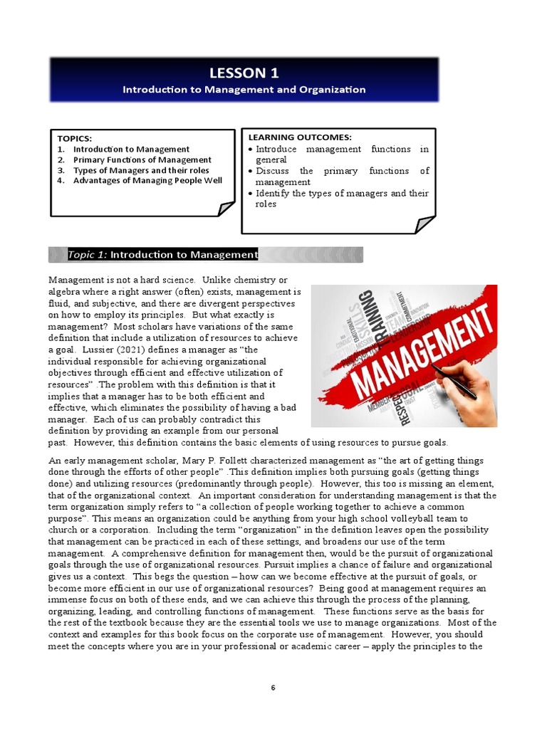 POM - Lesson 1 | PDF | Goal | Human Resources