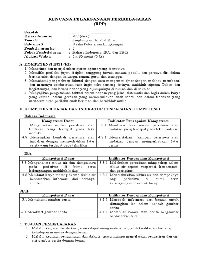Rencana Pelaksanaan Pembelajaran (RPP) | PDF | Karier & Perkembangan