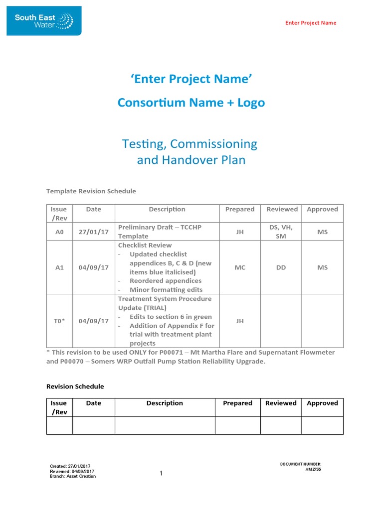 AM2755 - Testing, Commissioning and Handover Plan | PDF