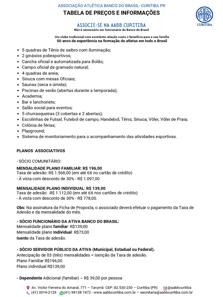 AABB Curitiba. Informativo | PDF | Jogos com bola | Esportes