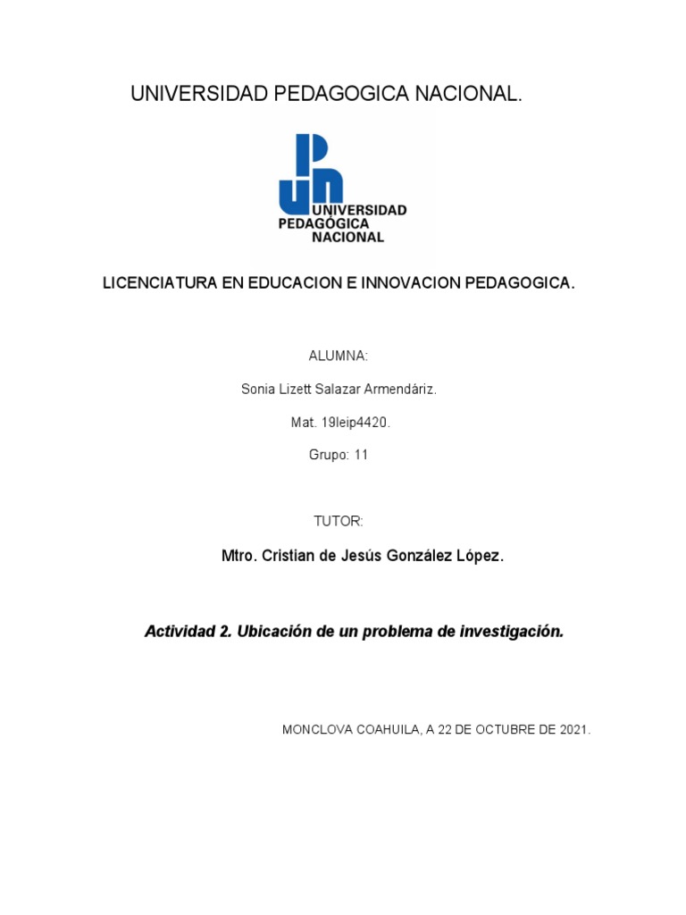 Actividad 2. Ubicación de Un Problema de Investigación. | PDF ... Actividad 2. Ubicación de Un Problema de Investigación. | PDF ...