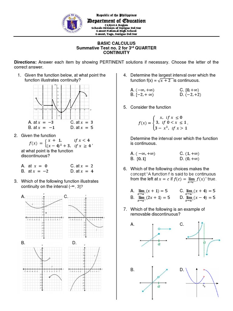 BASIC CALCULUS Summative 2 | PDF