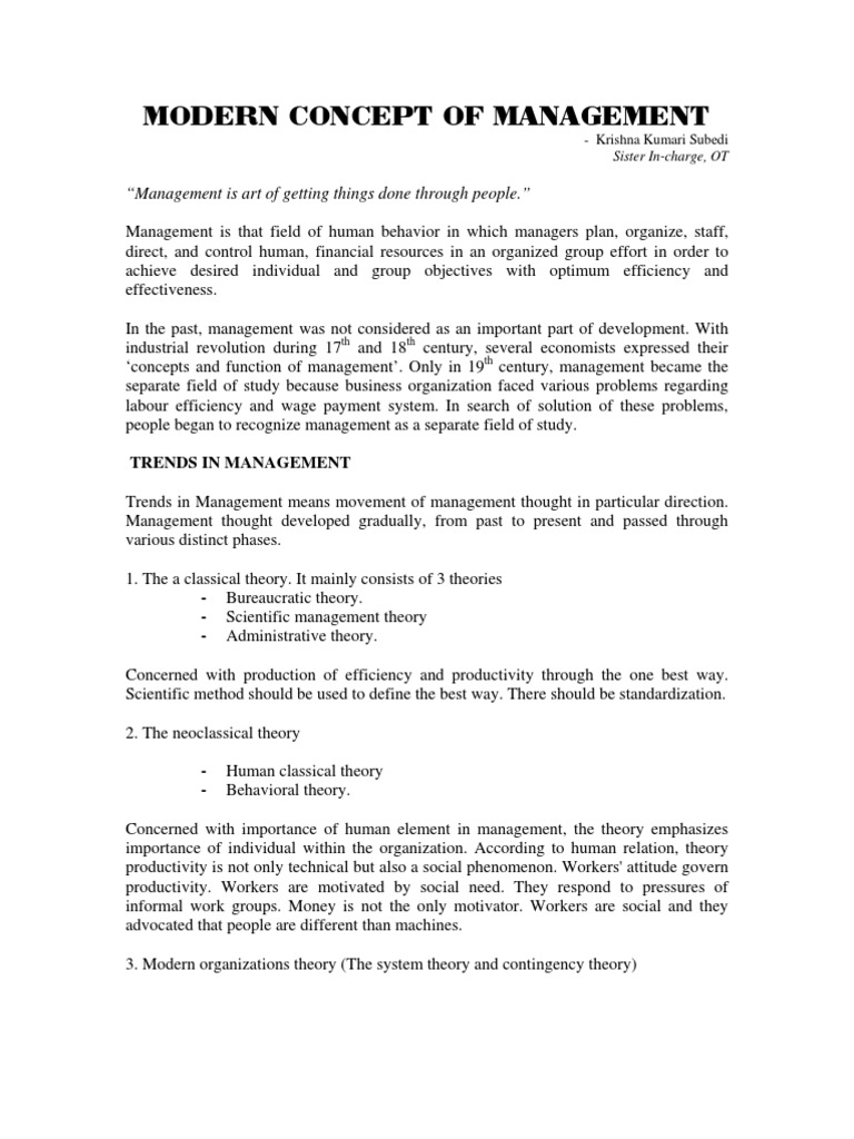 Modern Concept of Management | PDF