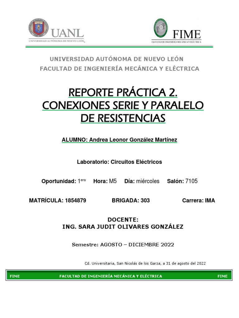 Práctica 2 Circuitos Eléctricos Pdf Ciencias Fisicas Ciencia De