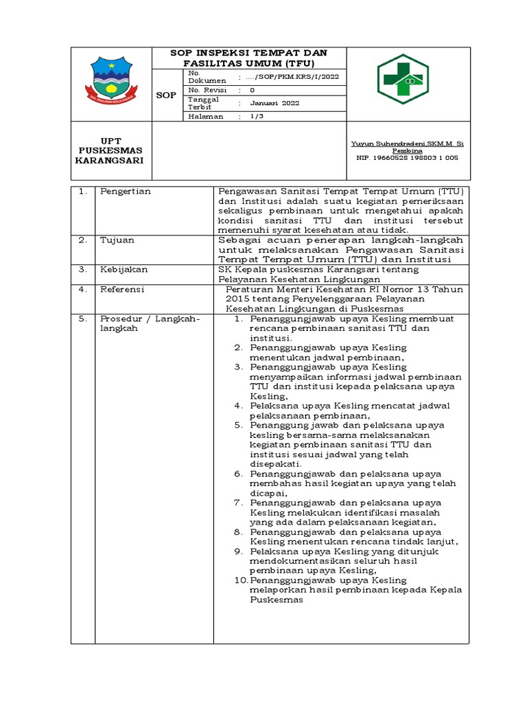 Sop Pemeriksaan Tfu | PDF