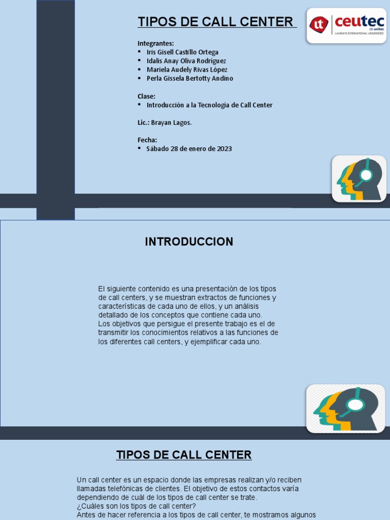 Tipos de Call Centers (Presentacion) | PDF | Centro de llamadas | Marketing