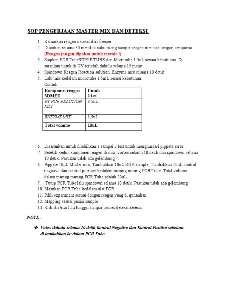 Sop Pengerjaan Master Mix 3dmed | PDF