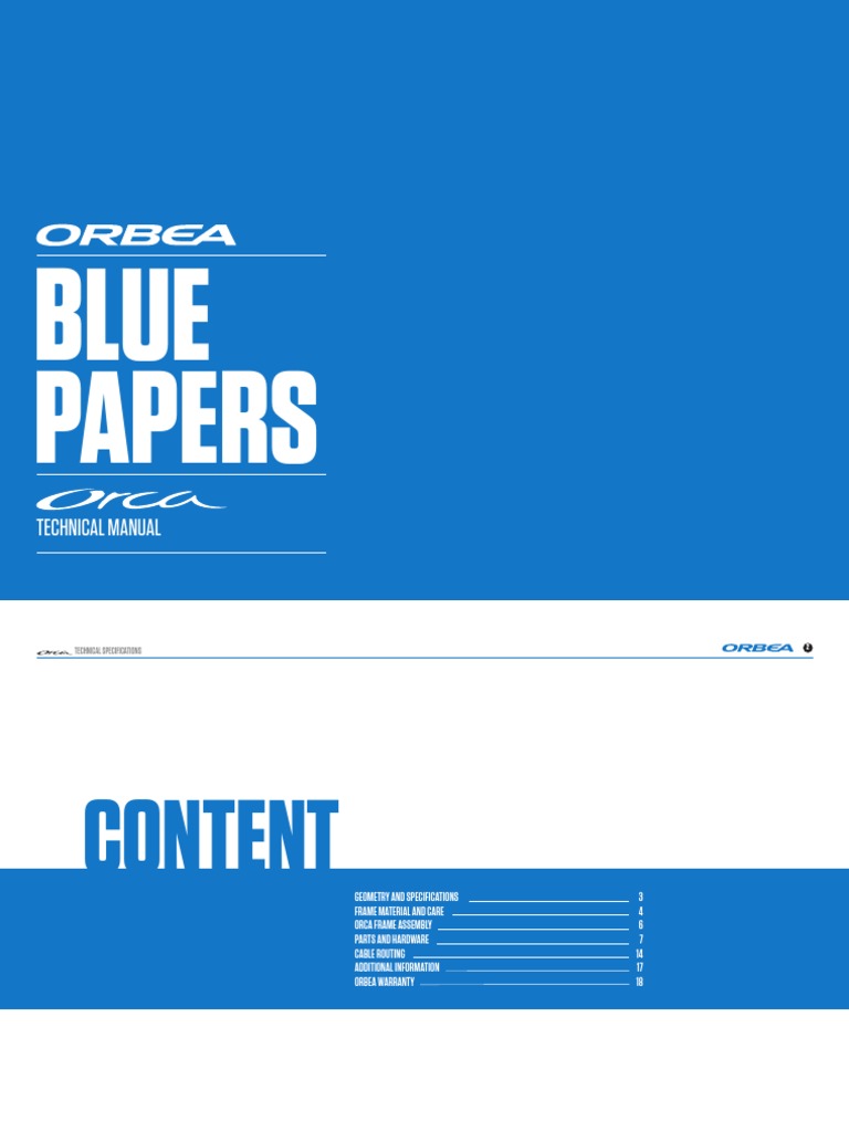 Technical Manual Orca Omr (2014-2015) Omp (2014-2017) | PDF