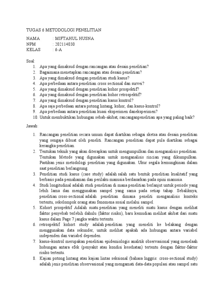 Tugas 6 Metodologi Penelitian | PDF