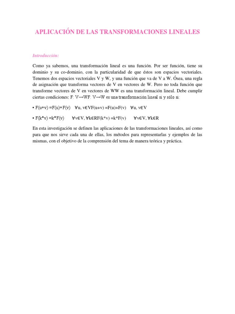 Aplicación de Las Transformaciones Lineales | Descargar gratis PDF | Rotación | Espacio vectorial