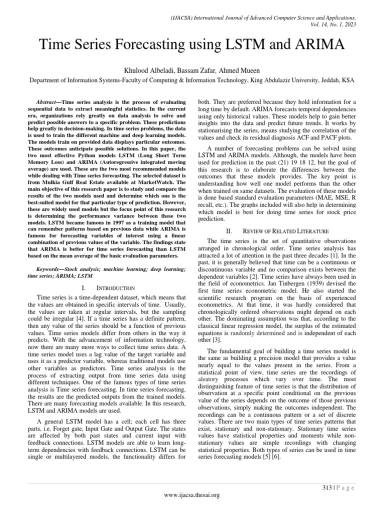 03 Paper 33 Time Series Forecasting Using Lstm And Arima