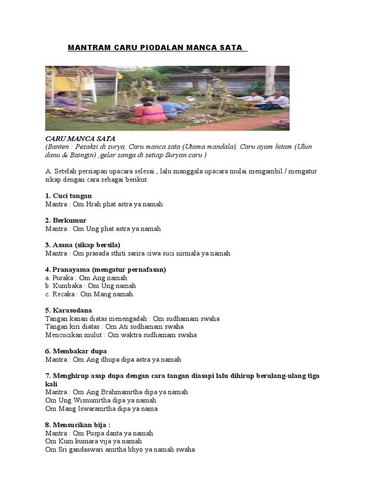 Mantram Caru Piodalan Manca Sata | PDF