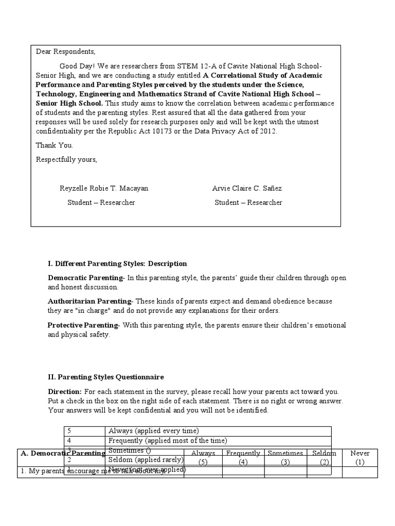Self Made Questionnaire Version2 | PDF | Parenting