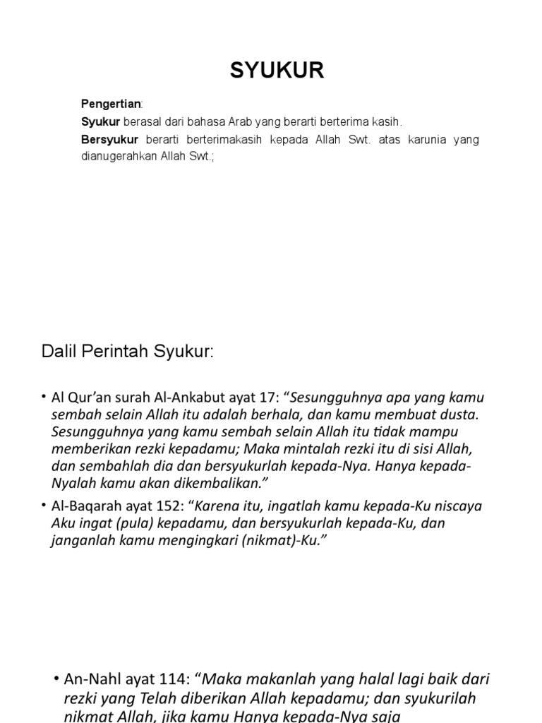 Pentingnya Syukur dalam Islam | PDF