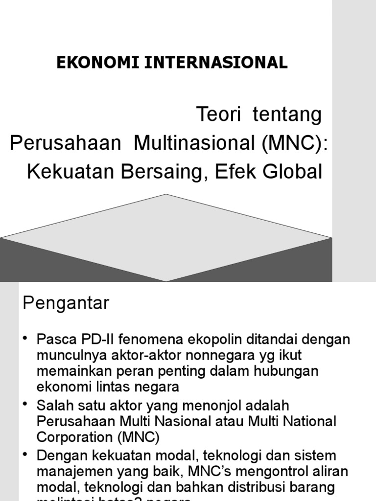 Teori Tentang Perusahaan Multinasional | PDF | Bisnis